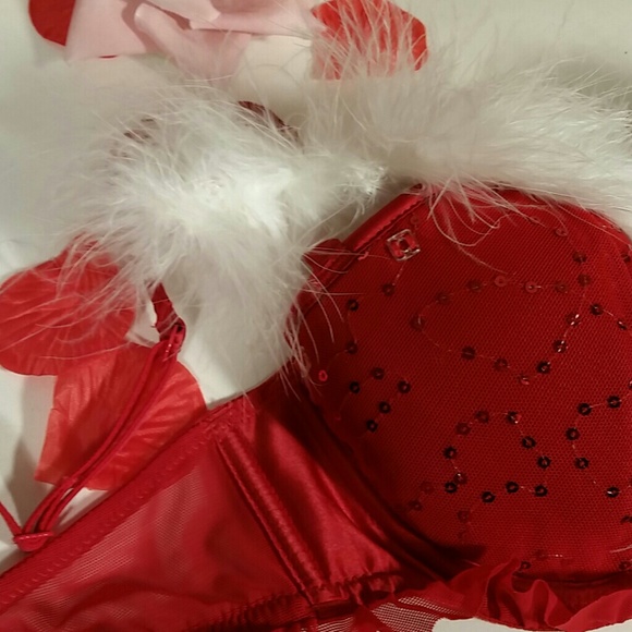 La SENZA | Intimates & Sleepwear | La Senza Red Sequin White Fur Pushup ...